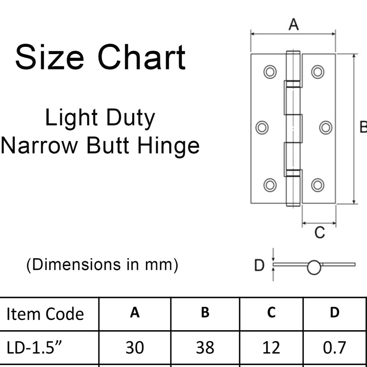 Stainless Steel Light Duty Narrow Butt Hinge for Sale Philippines