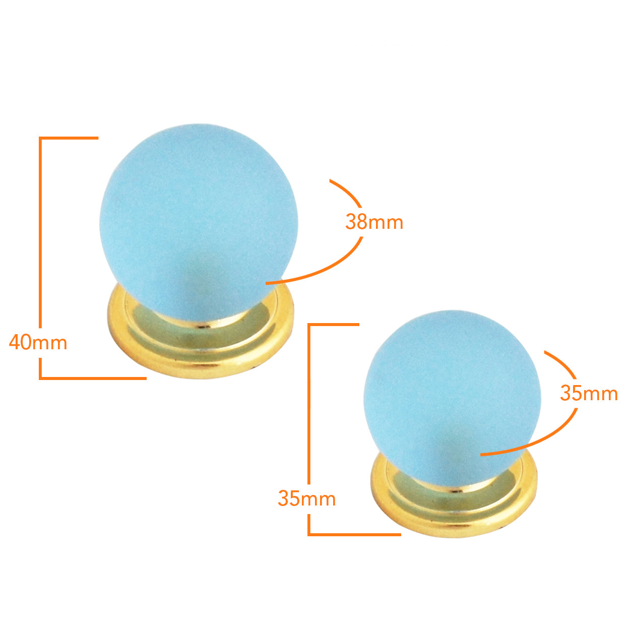 303 Blue Round Brass Kitchen Knob
