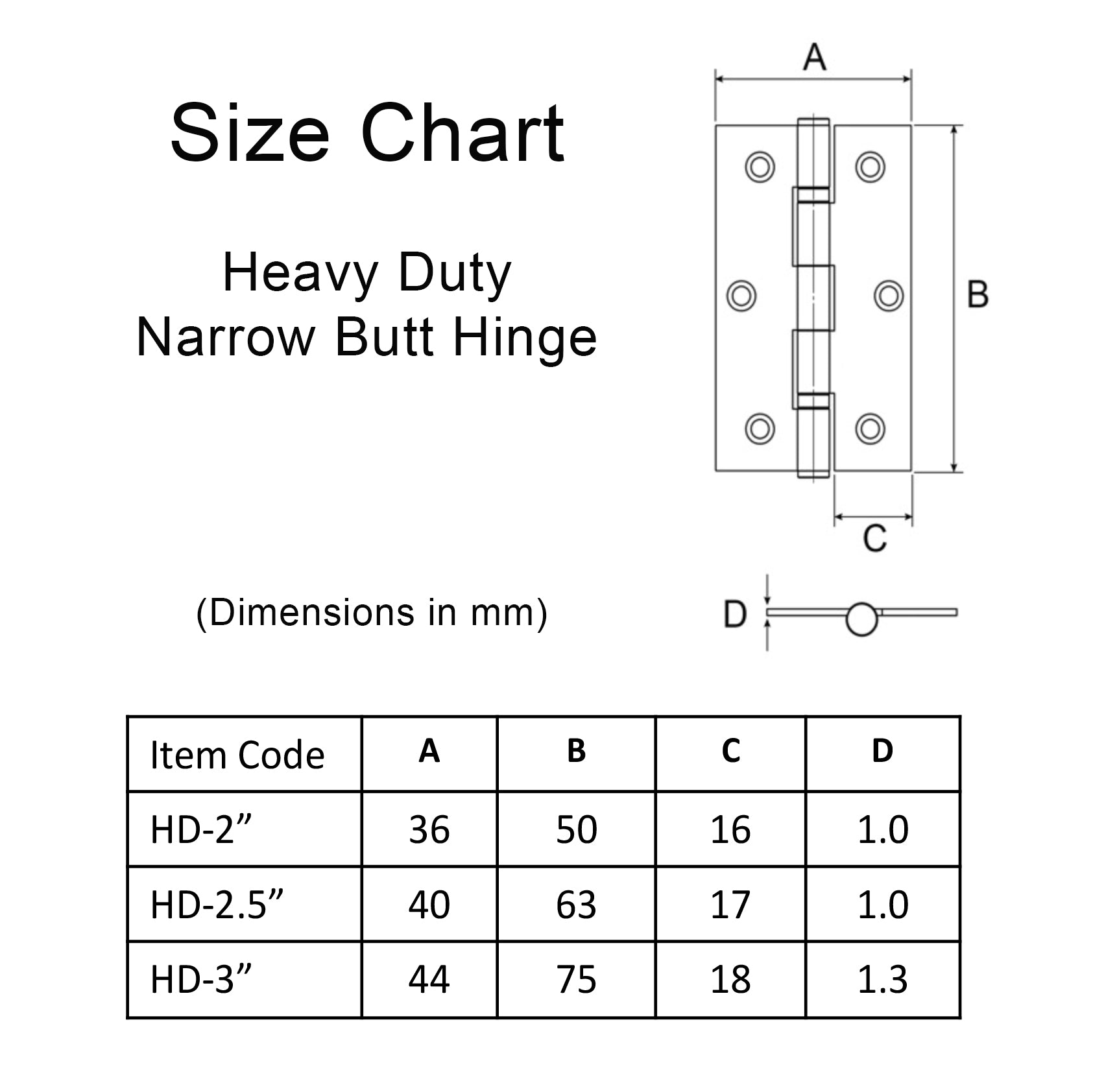 Stainless Steel Heavy Duty Narrow Butt Hinge for Sale Philippines